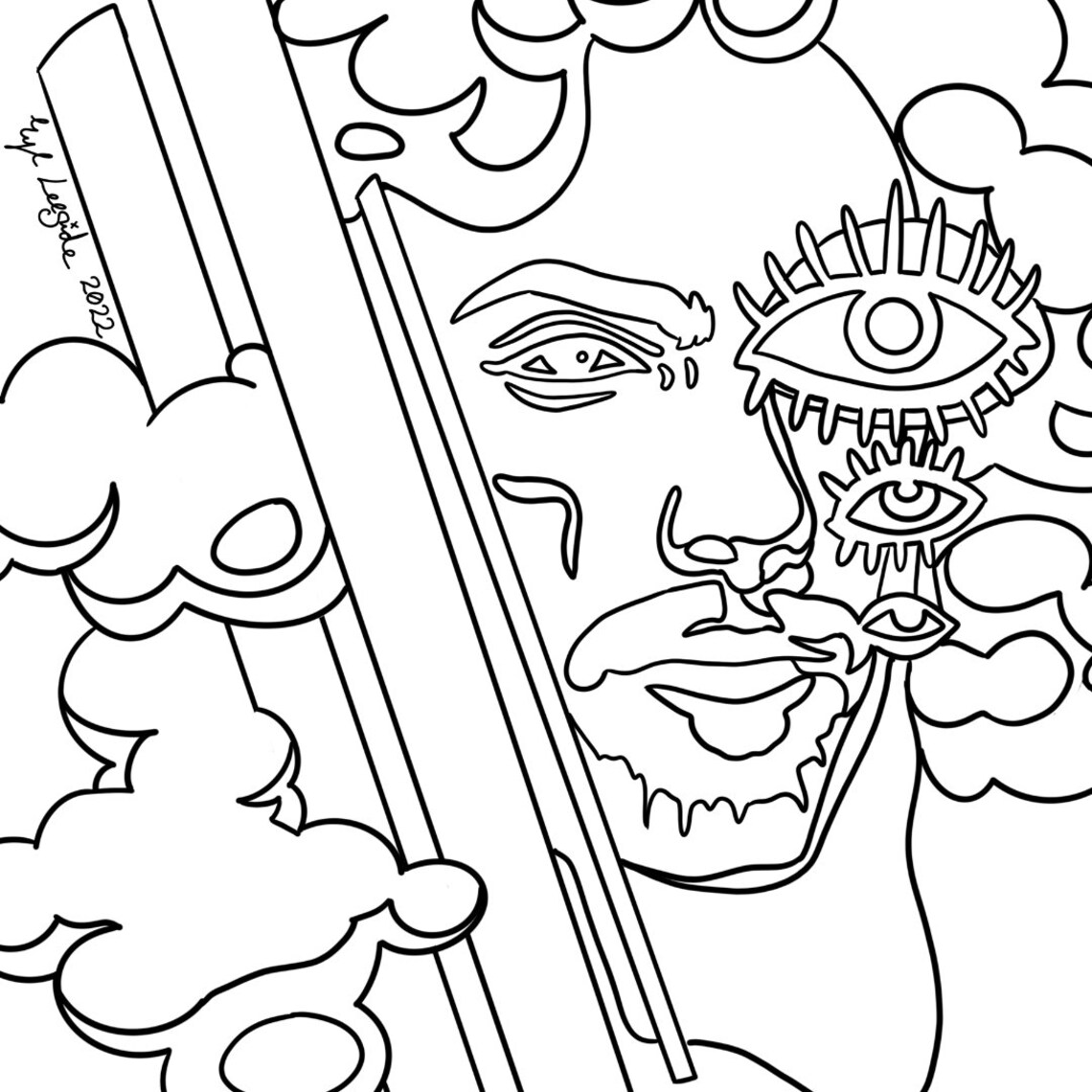 6 Colouring Pages for Adults. Celestial Fog PART ONE Digital - Etsy