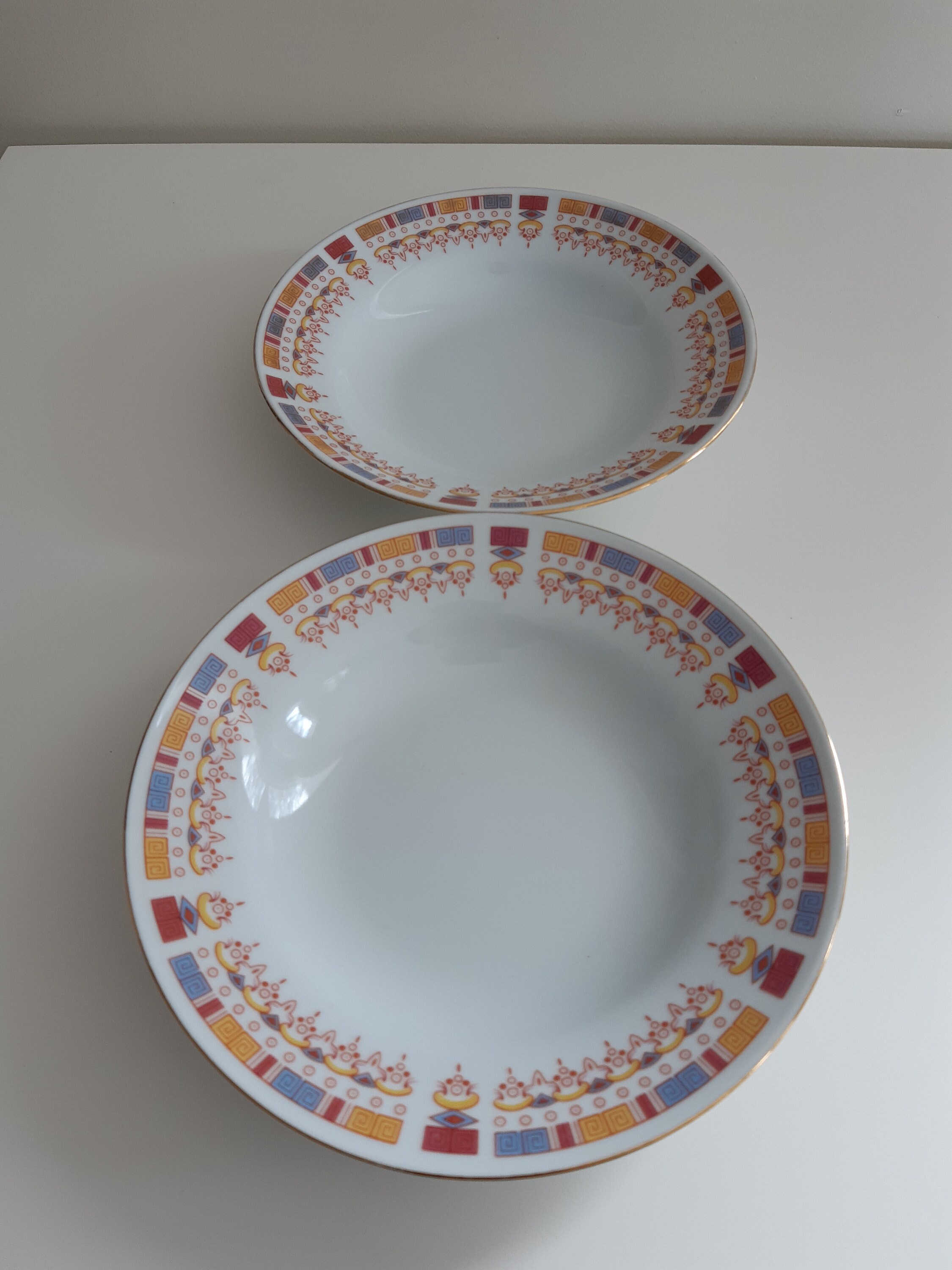 2 Chinese Vintage Soup Plates, CHINA Jingdezhen, With Red and Yellow ...