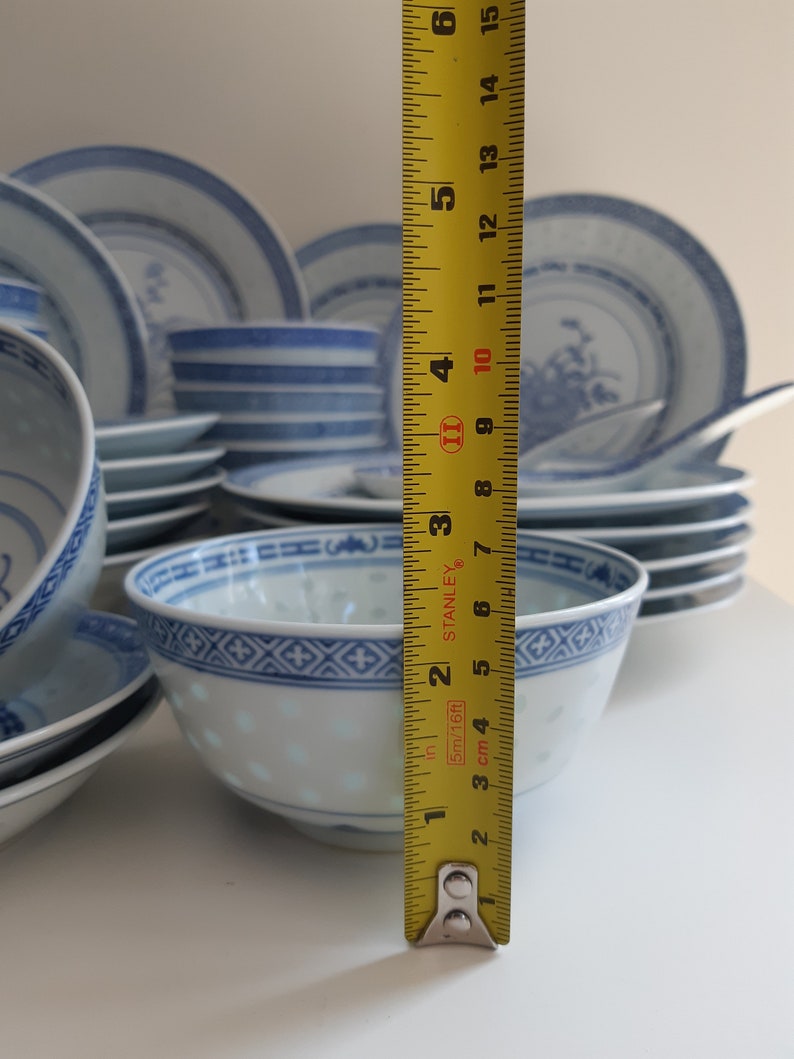 Vintage Chinese Open Carved Rice Grain Porcelain Blue and White ...