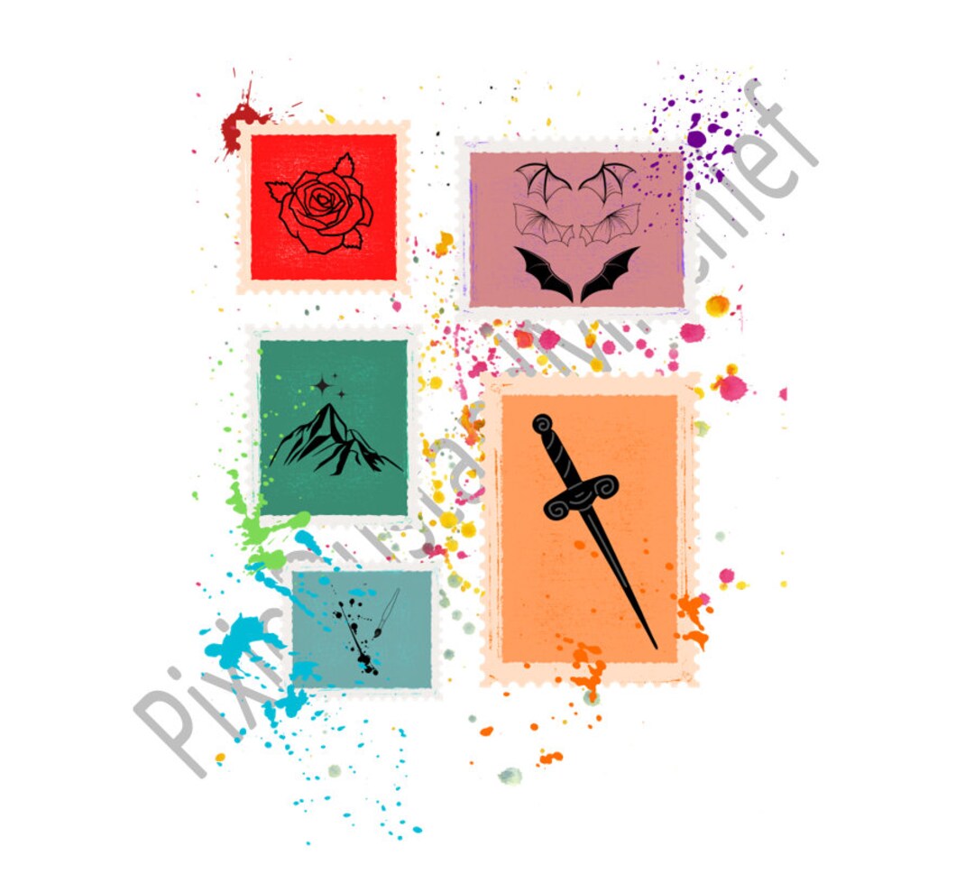 ACOTAR Series Postage Stamp PNG/SVG, A Court of Roses, Bat Boys, Nesta ...