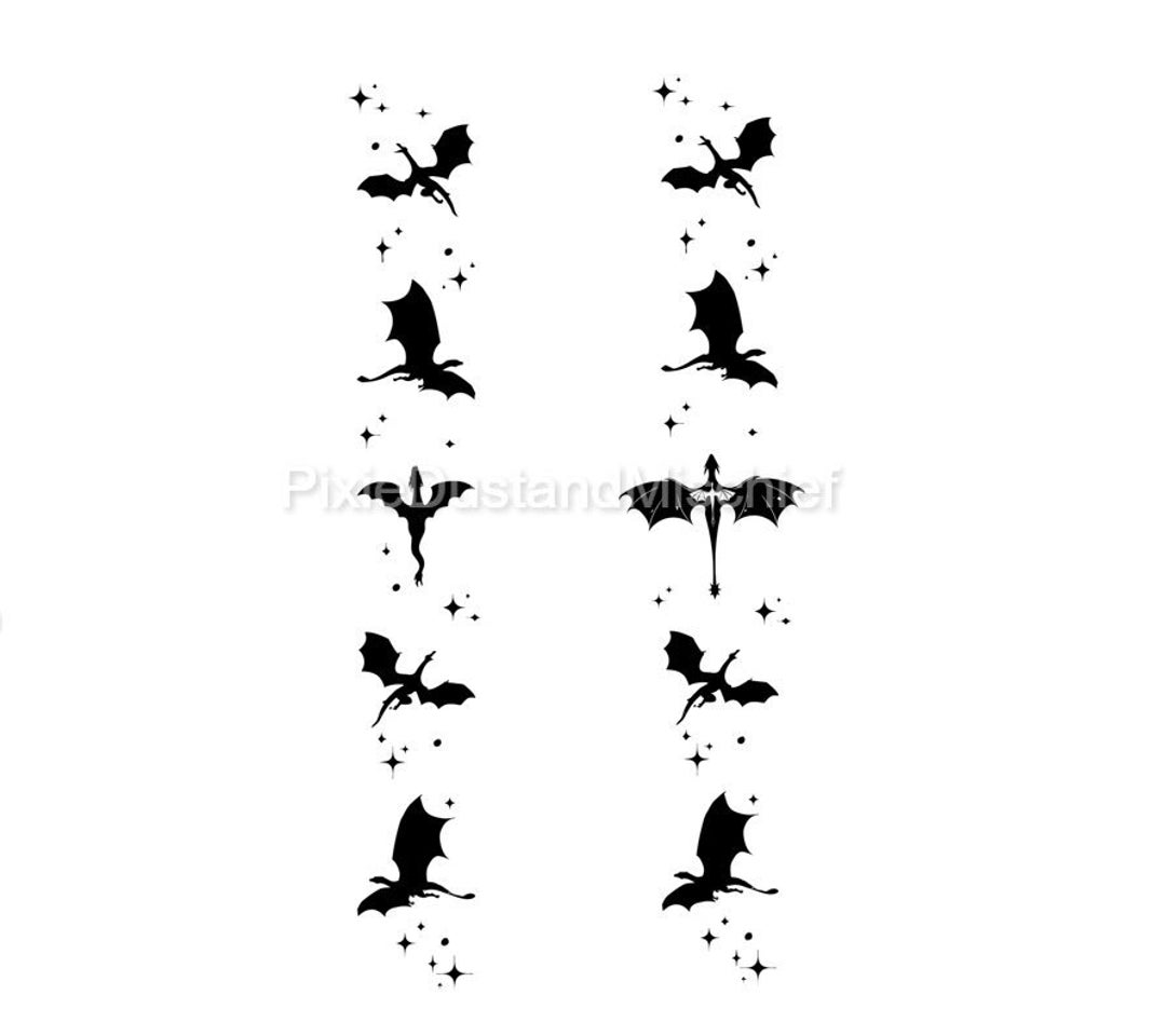 Fourth Wing Dragon Stencil Spines SVG/PNG File - Etsy
