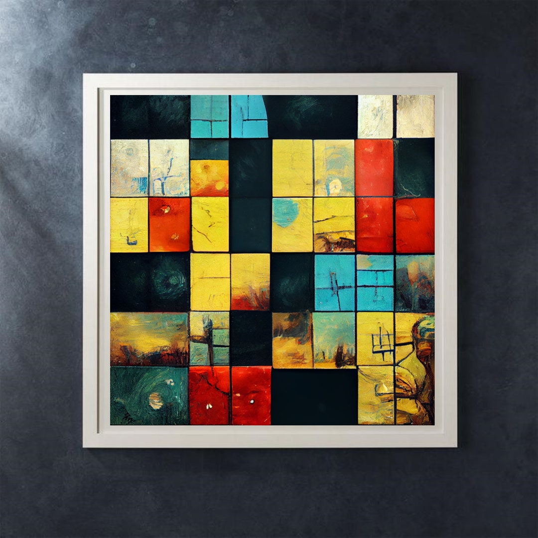 Mid Century Modern Abstract Tiles, Wall Decor, Digital Print 2 - Etsy