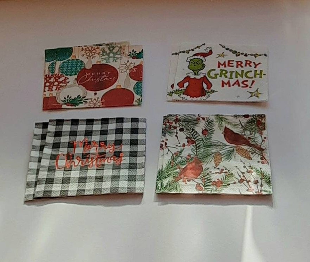 Napkins for Decoupage | Set of 8 | Grinch, Cardinals, Ornaments ...
