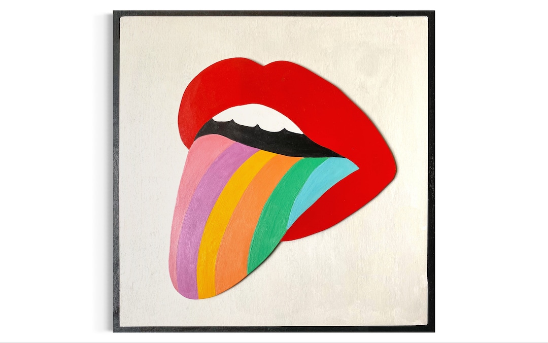 Lip Smackin' Acrylic Artwork With Appliqué on Wood Panel. Lips Art ...
