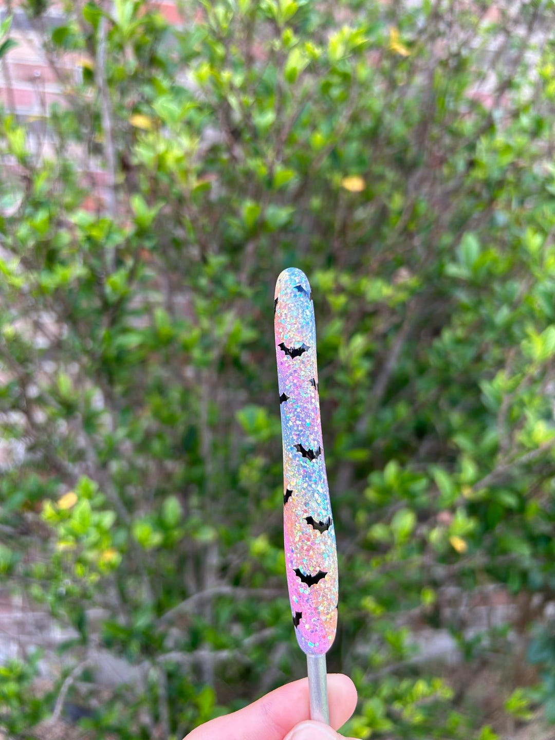Rainbow Bat Clover Crochet Hook- Gift for Crocheters | Glitter Crochet ...