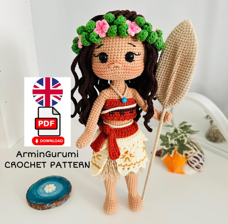 Crochet MOANA Doll - Amigurumi Pattern, Crochet for a Doll PDF Pattern ...