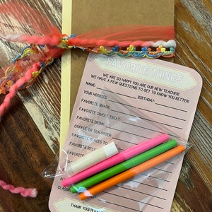 Teacher Favorite Thing Questionnaire- Back to School - Etsy
