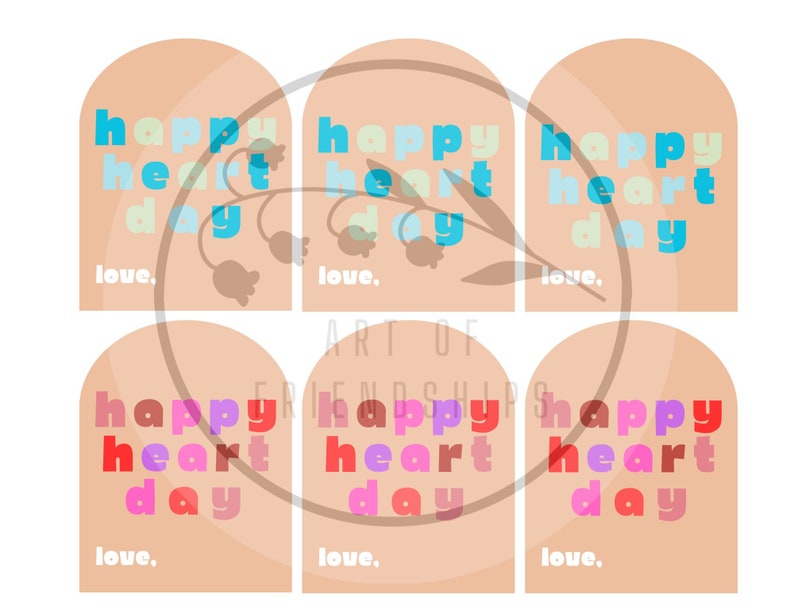 HAPPY HEART DAY, Printable Valentines Cards And/or Tags! Digital Item ...