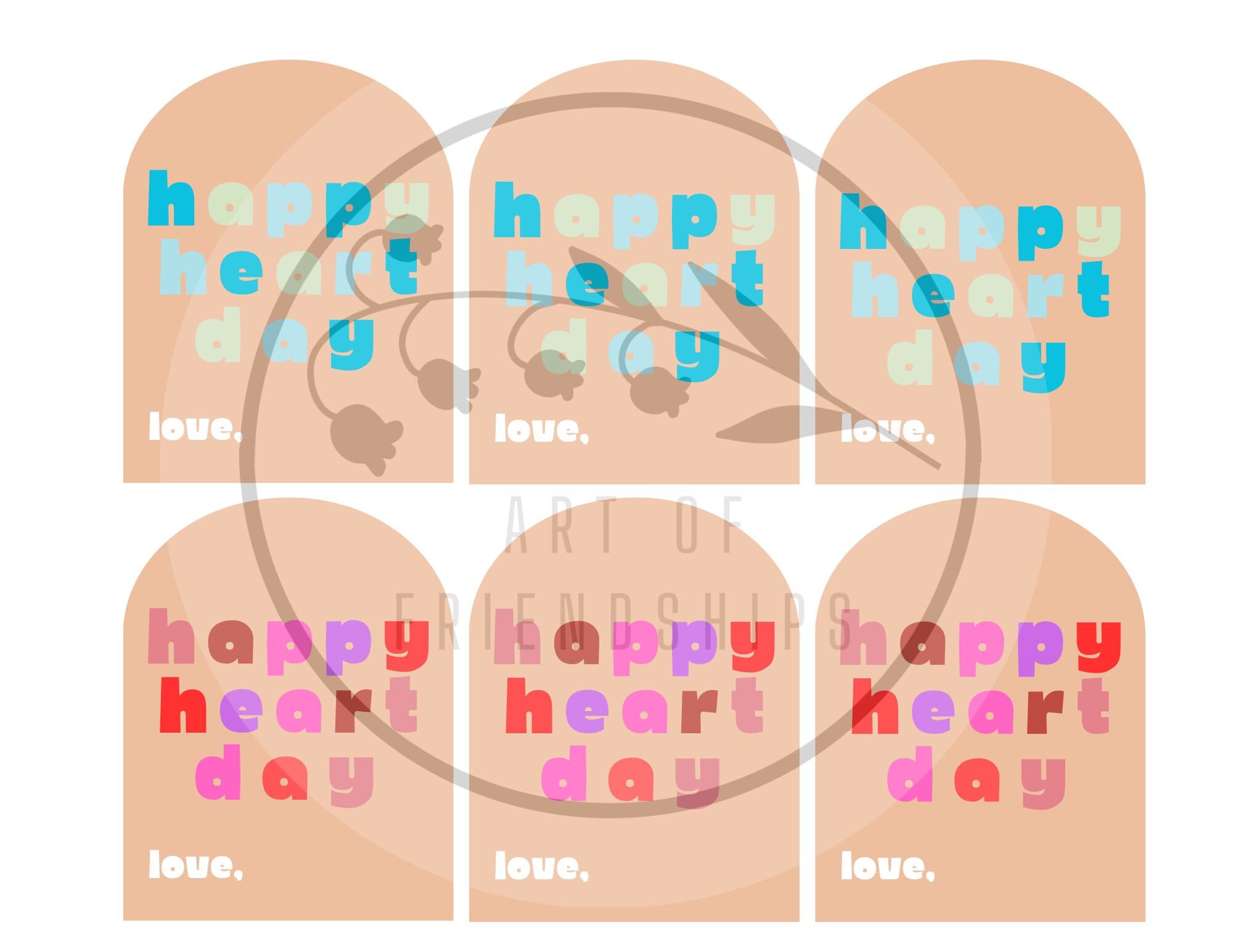 HAPPY HEART DAY, Printable Valentines Cards And/or Tags! Digital Item ...