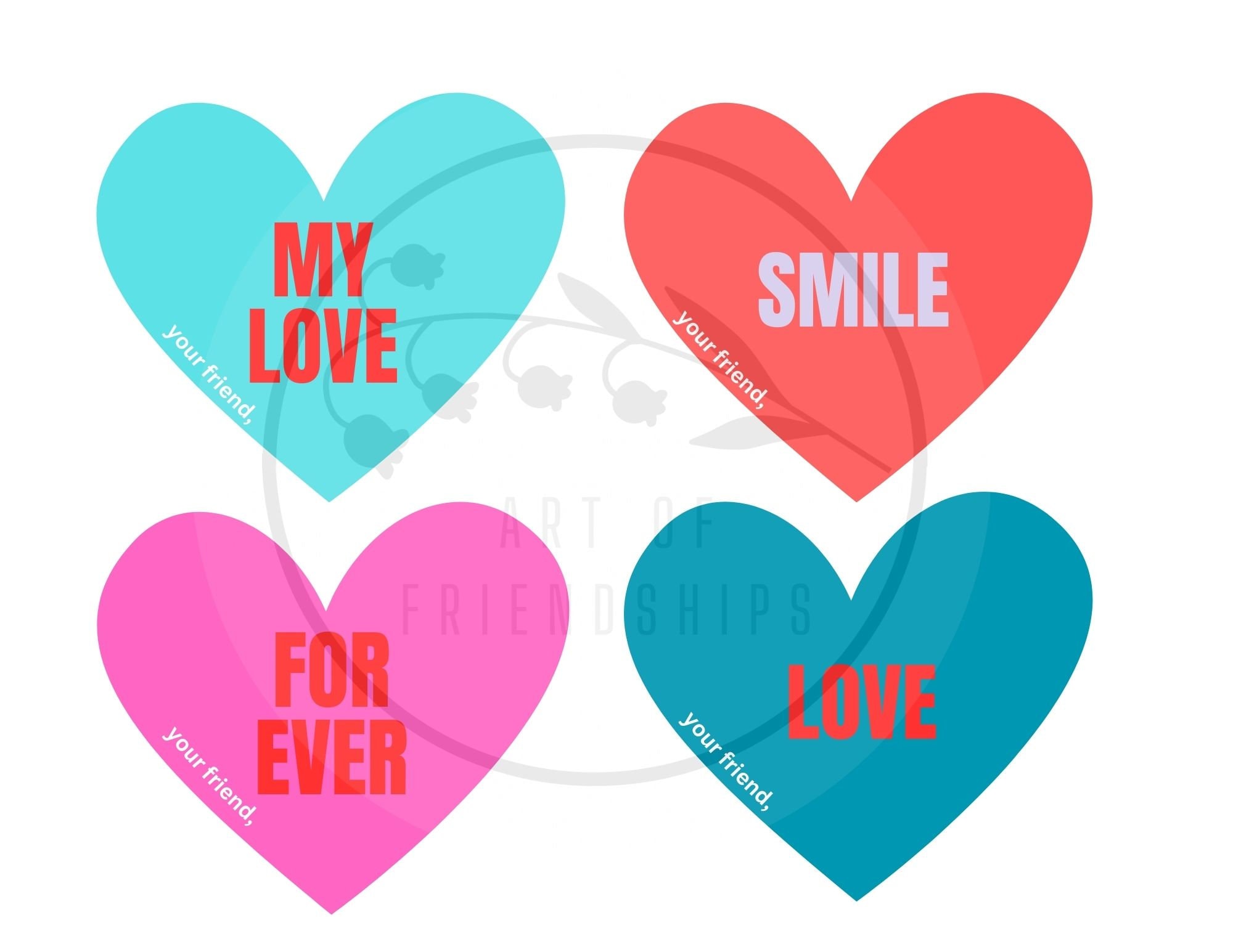 Printable Conversation Heart Valentines Cards, Digital Download - Etsy