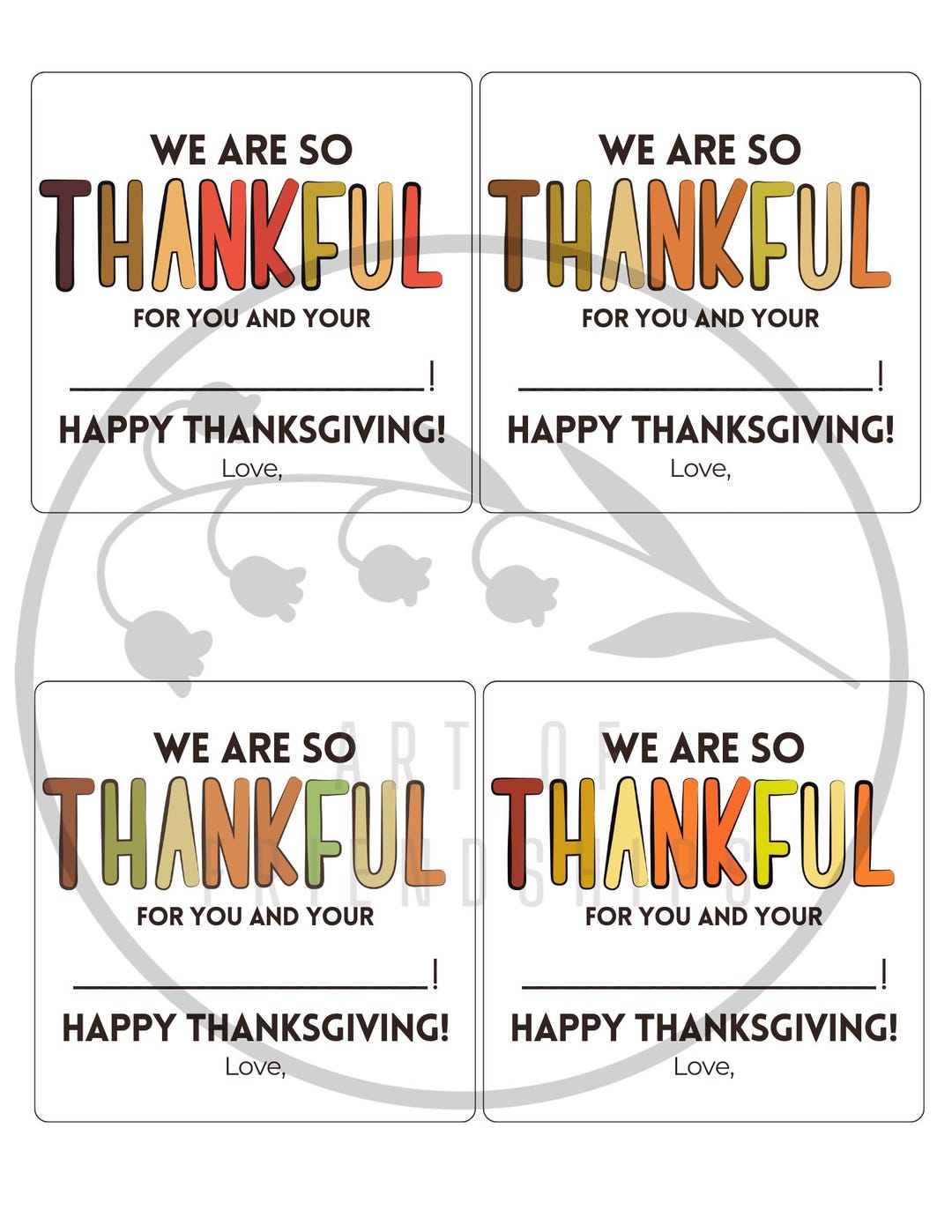 THANKFUL Cards, Placecards, Table Decor, Thanksgiving, Personalize ...