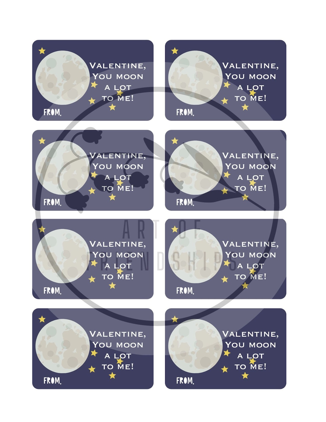 Printable Valentines, Moon a Lot to Me, Class Valentines Cards - Etsy
