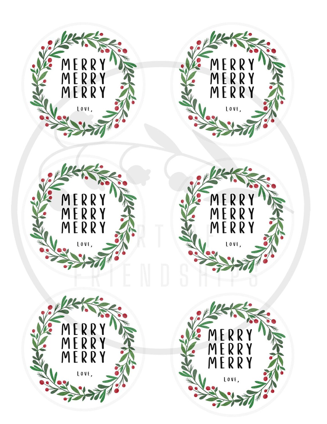 Festive Holiday Wreath Gift Tags, Printable, Digital - Etsy