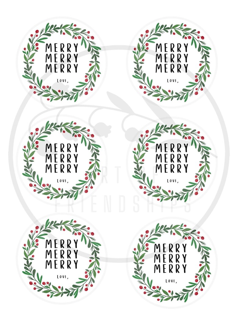 Festive Holiday Wreath Gift Tags, Printable, Digital - Etsy