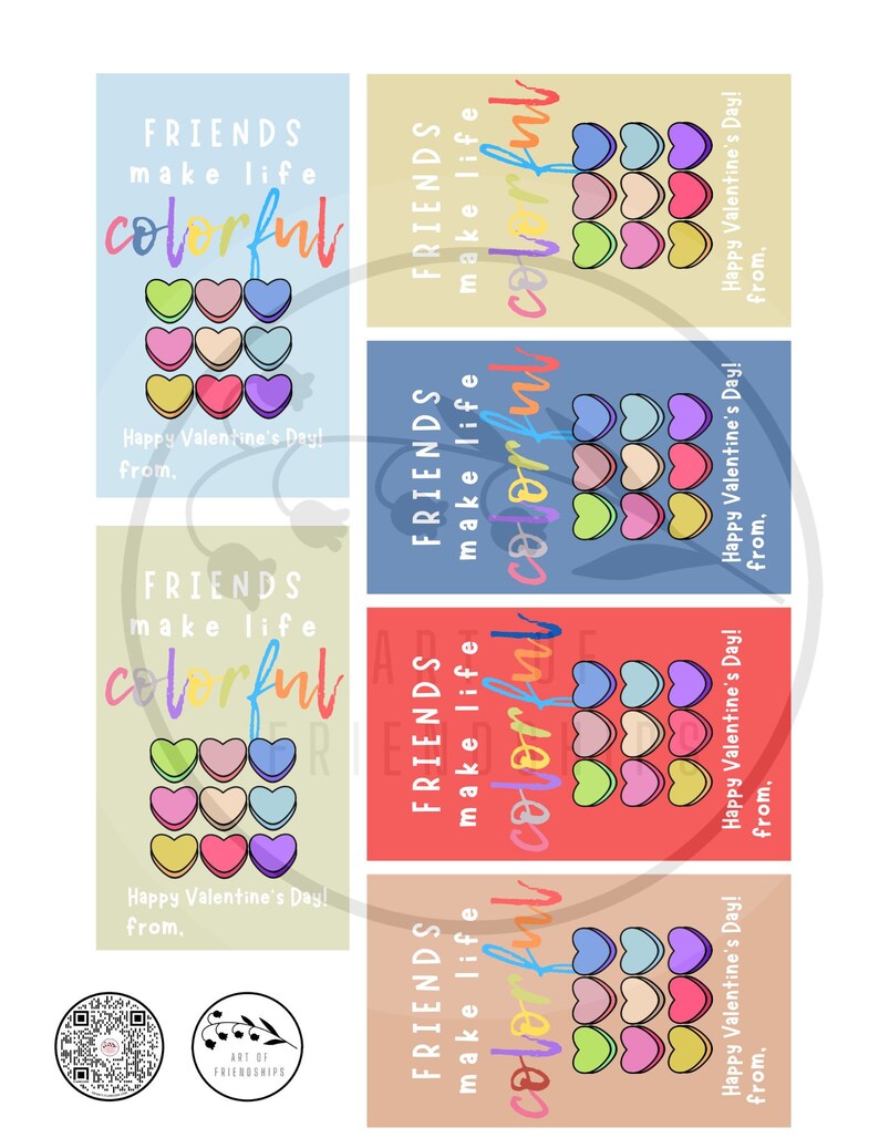 Printable Valentine's Day Cards- Class Valentines- Friends Make Life ...