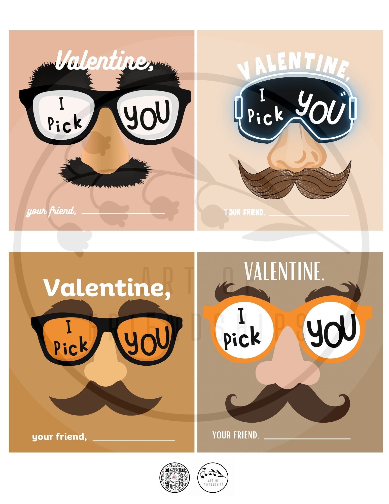 I Pick You, Valentine, Funny Nose, Printable Class Valentines Cards - Etsy