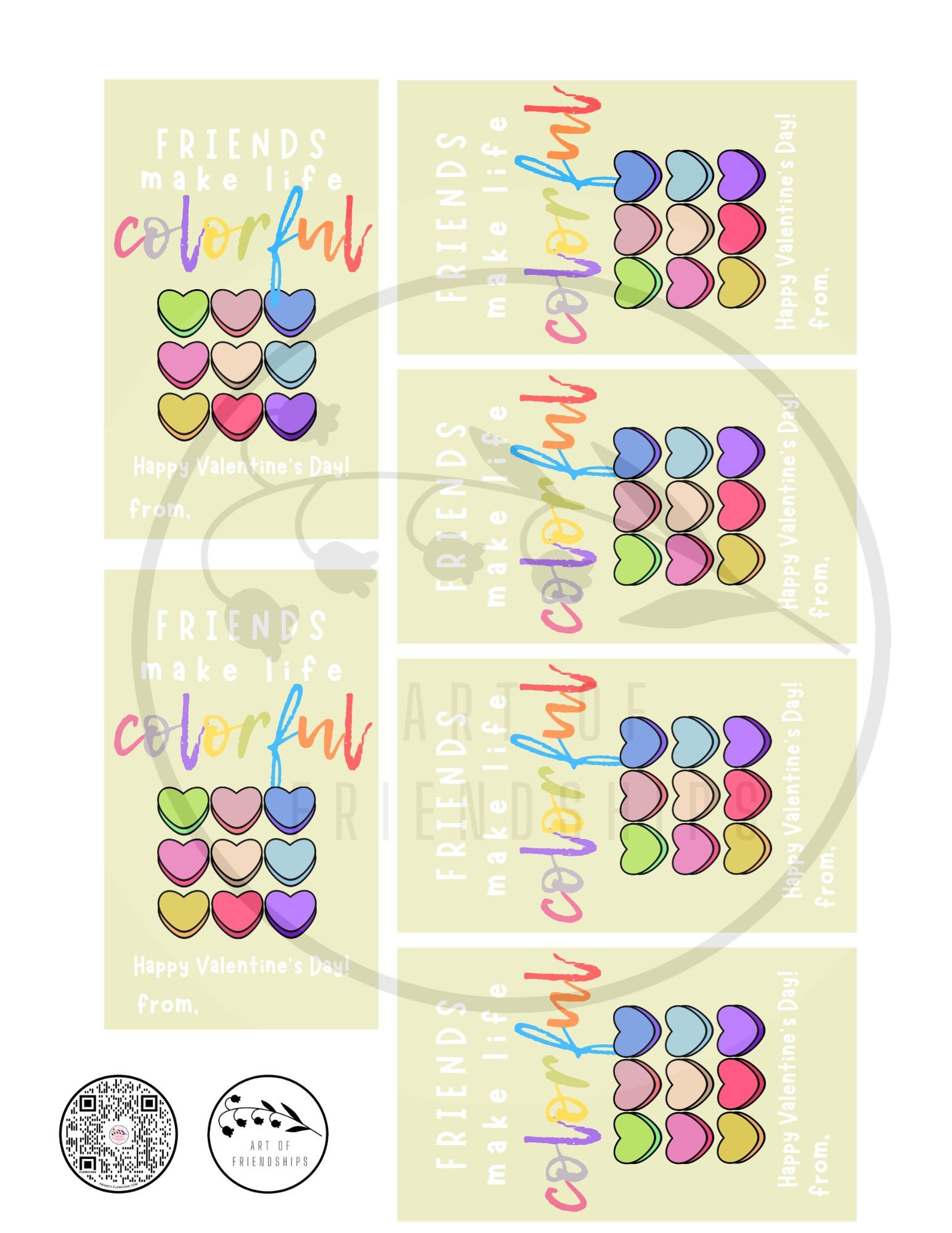 Printable Valentine's Day Cards- Class Valentines- Friends Make Life ...
