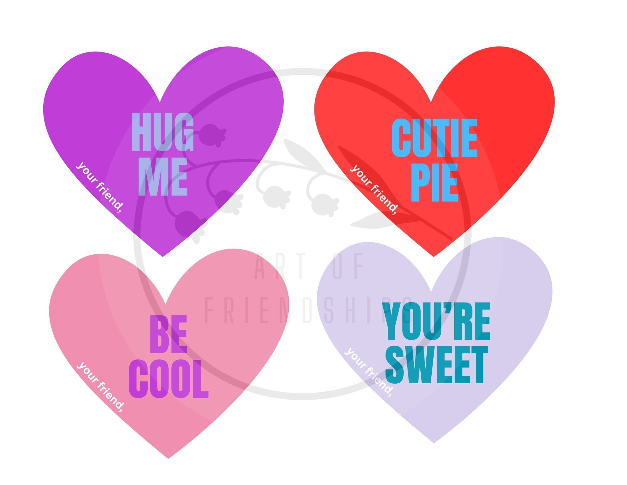 Printable Conversation Heart Valentines Cards, Digital Download - Etsy