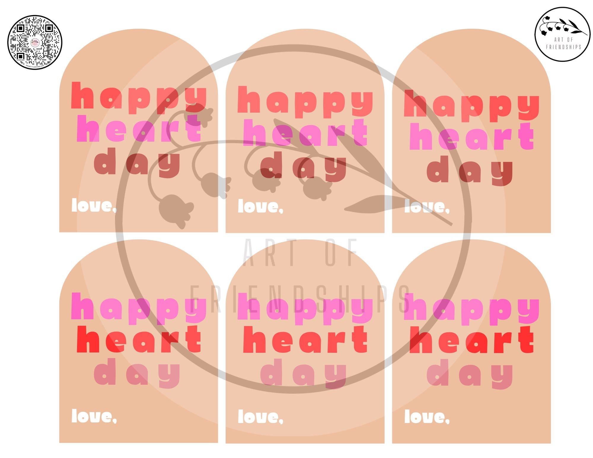 HAPPY HEART DAY, Printable Valentines Cards And/or Tags! Digital Item ...