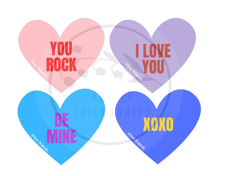 Printable Conversation Heart Valentines Cards, Digital Download - Etsy