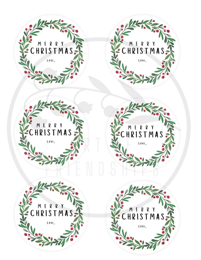 Festive Holiday Wreath Gift Tags, Printable, Digital - Etsy
