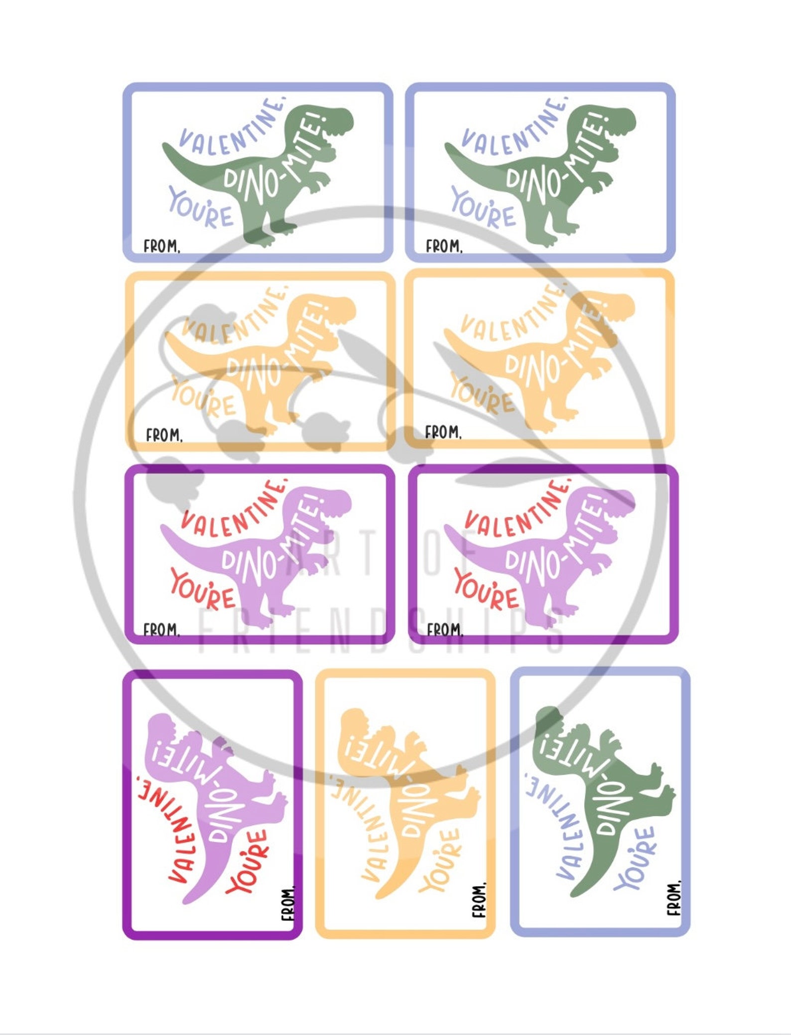 Printable Dino-mite Valentines, Classmates, Friends, Coworkers - Etsy