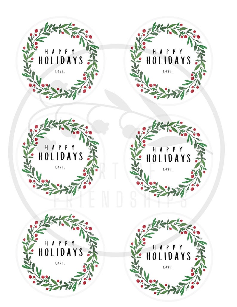 Festive Holiday Wreath Gift Tags, Printable, Digital - Etsy