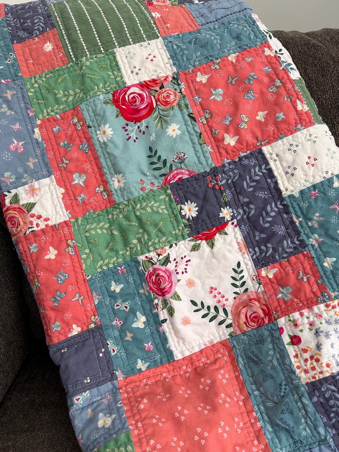 Handmade Quilt: Country Patchwork Throw Quilt - Etsy