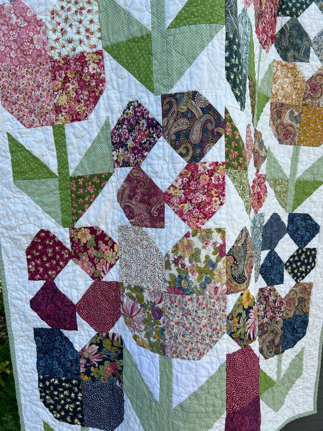Tulip Patch Handmade Quilt Throw Sized Quilt Mother's Day Gift ...