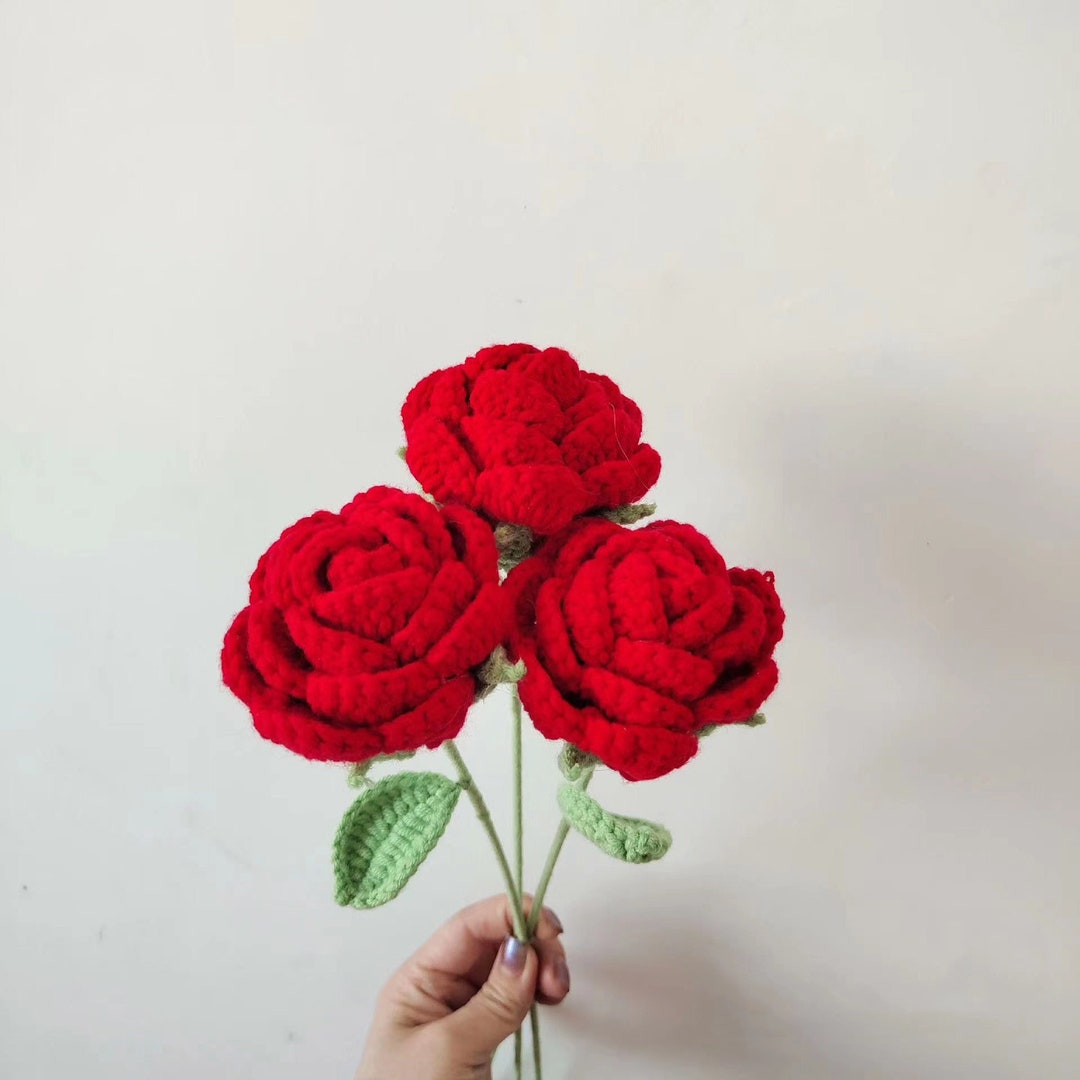 Crochet Red Rose (3PCS) - Etsy