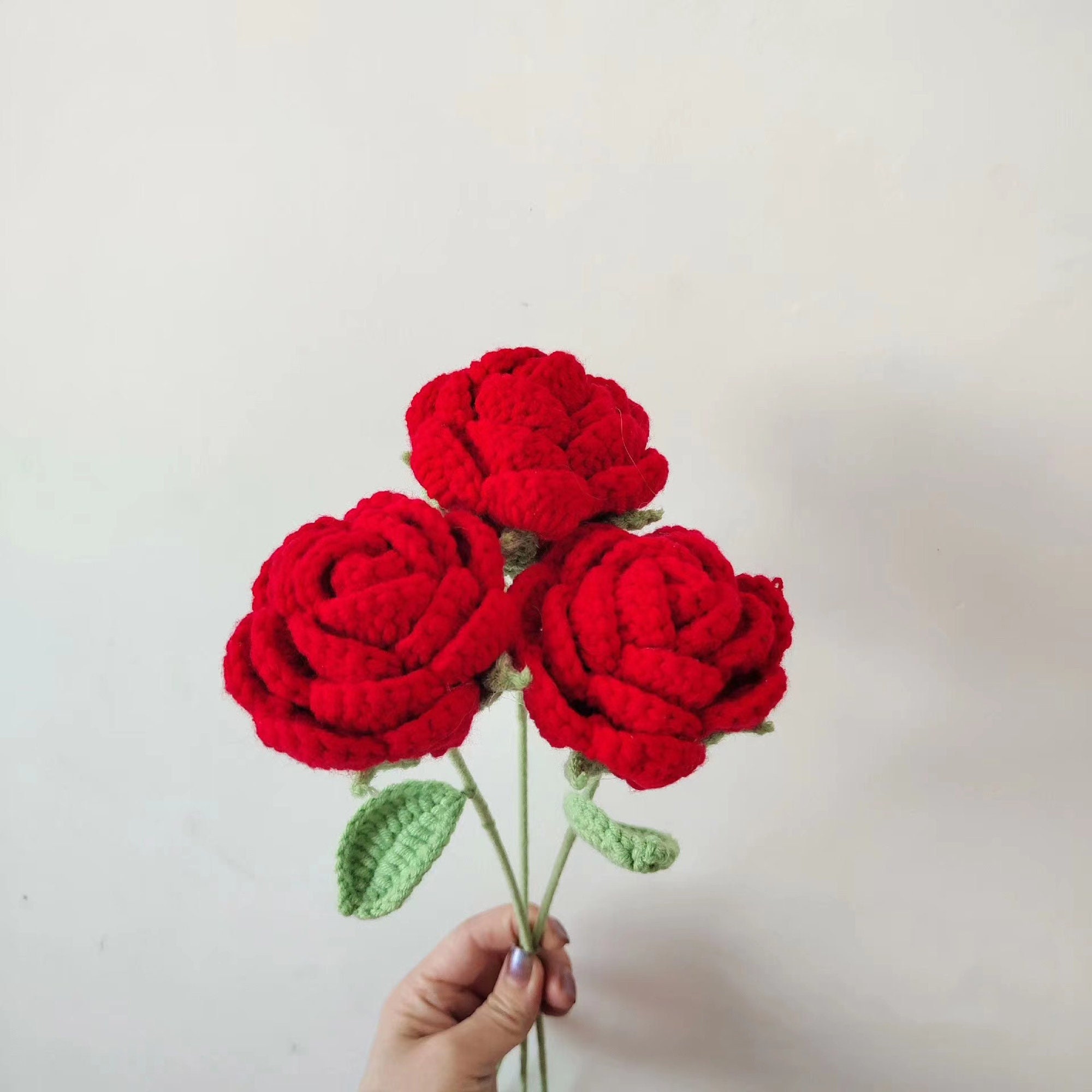 Crochet Red Rose (3PCS) - Etsy