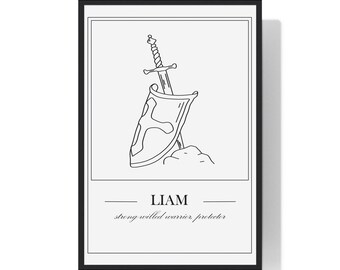 Liam Name Meaning Print, Name Print, Wall Art, Minimalist Print ...