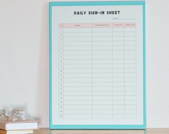 Daily Sign in Sheet Template - Etsy