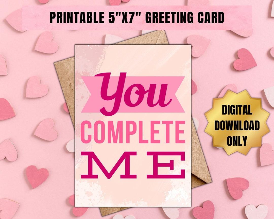 Printable You Complete Me Greeting Card - Etsy