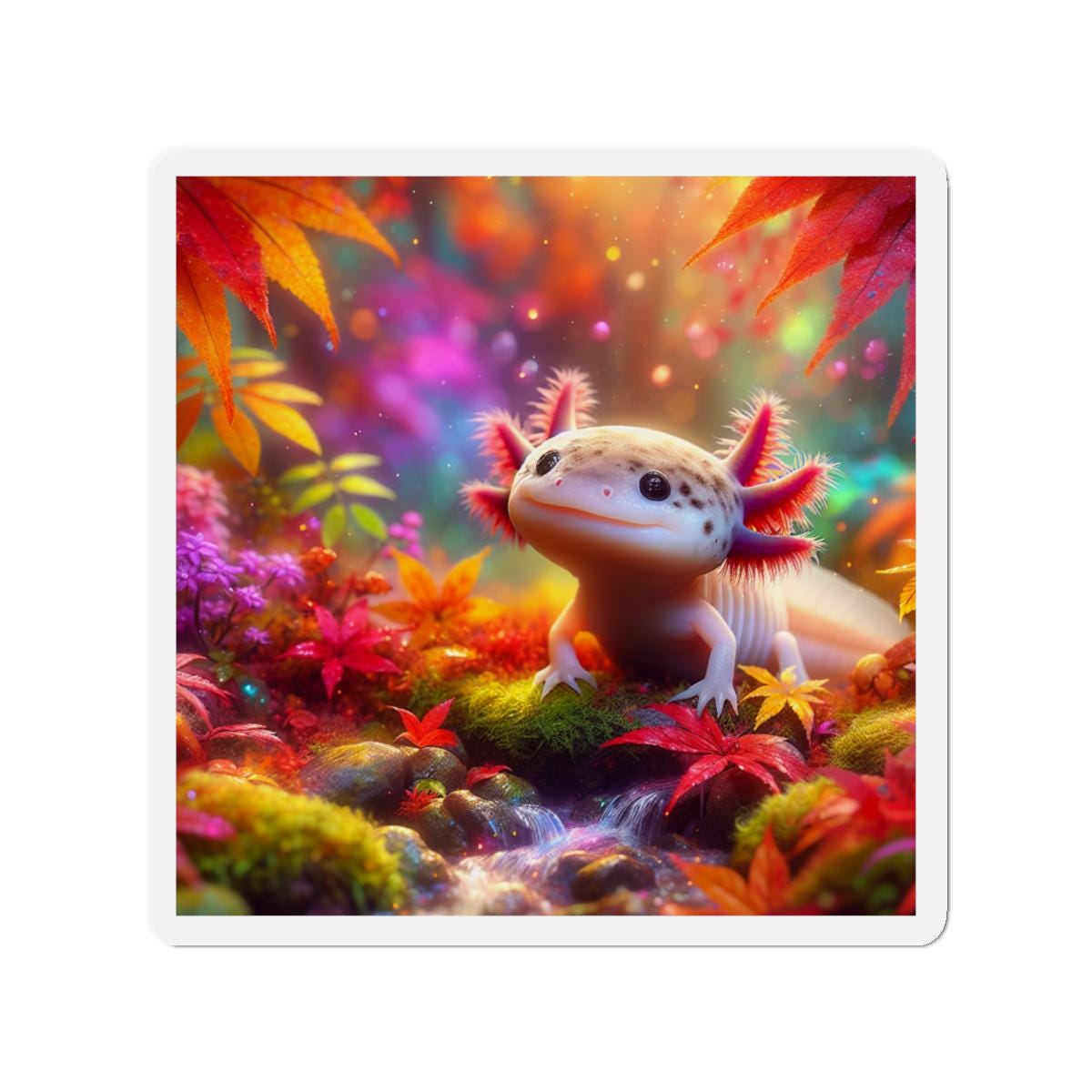 Axolotl Die-cut Magnets, Fall Season Cute Axolotl Fridge Magnets ...