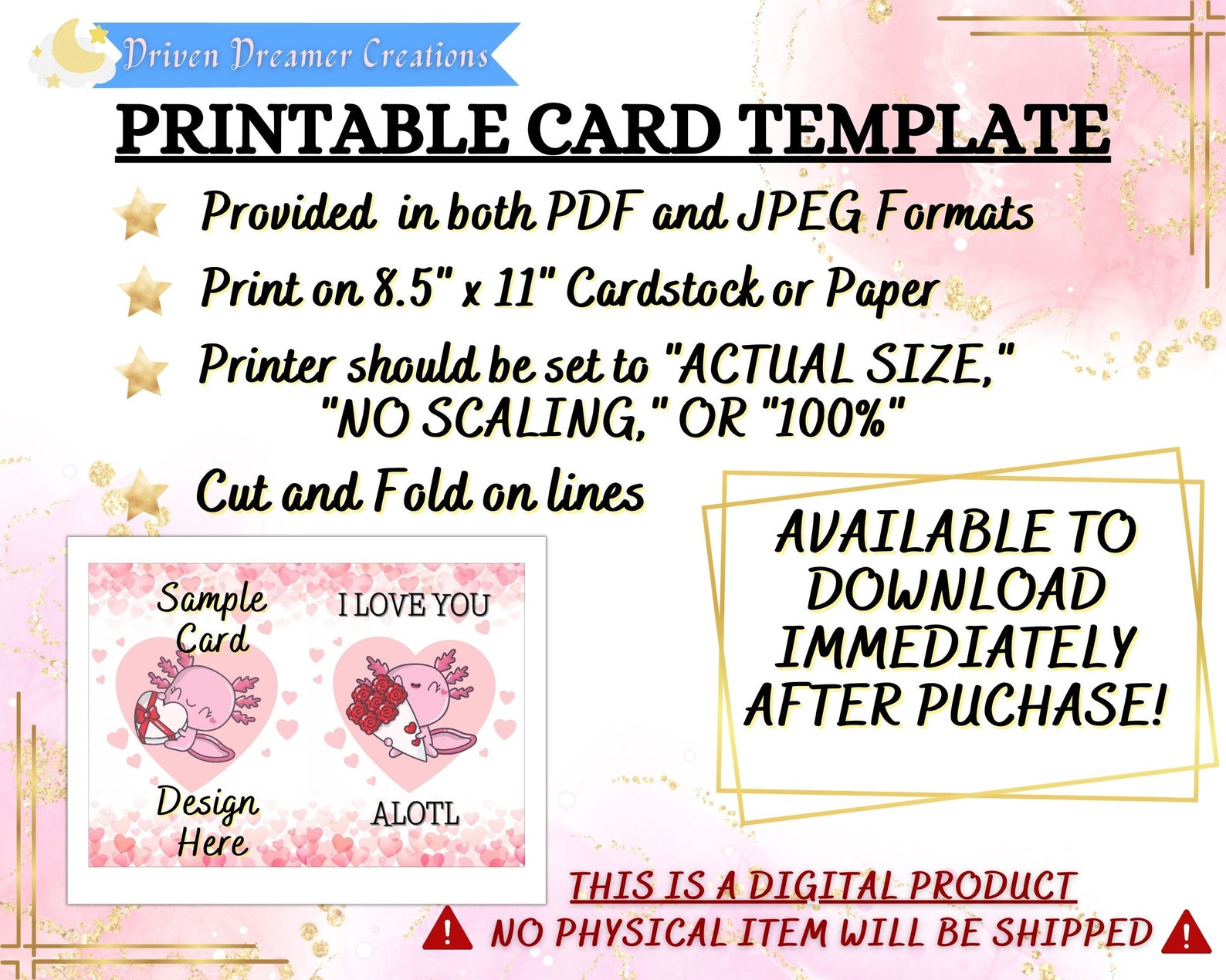 Printable I Love You Alotl Axolotl Greeting Card - Etsy