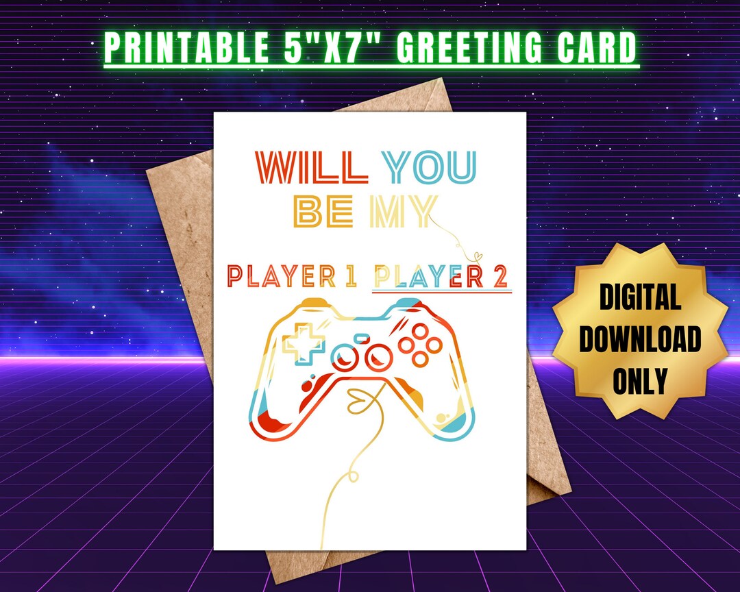 Printable Will You Be My Player Two Greeting Card, Digital Download ...