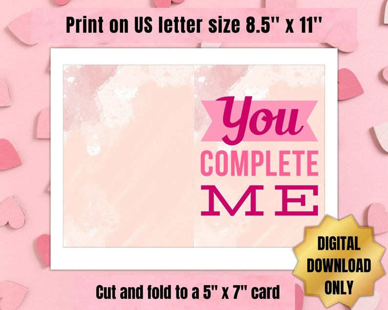 Printable You Complete Me Greeting Card - Etsy