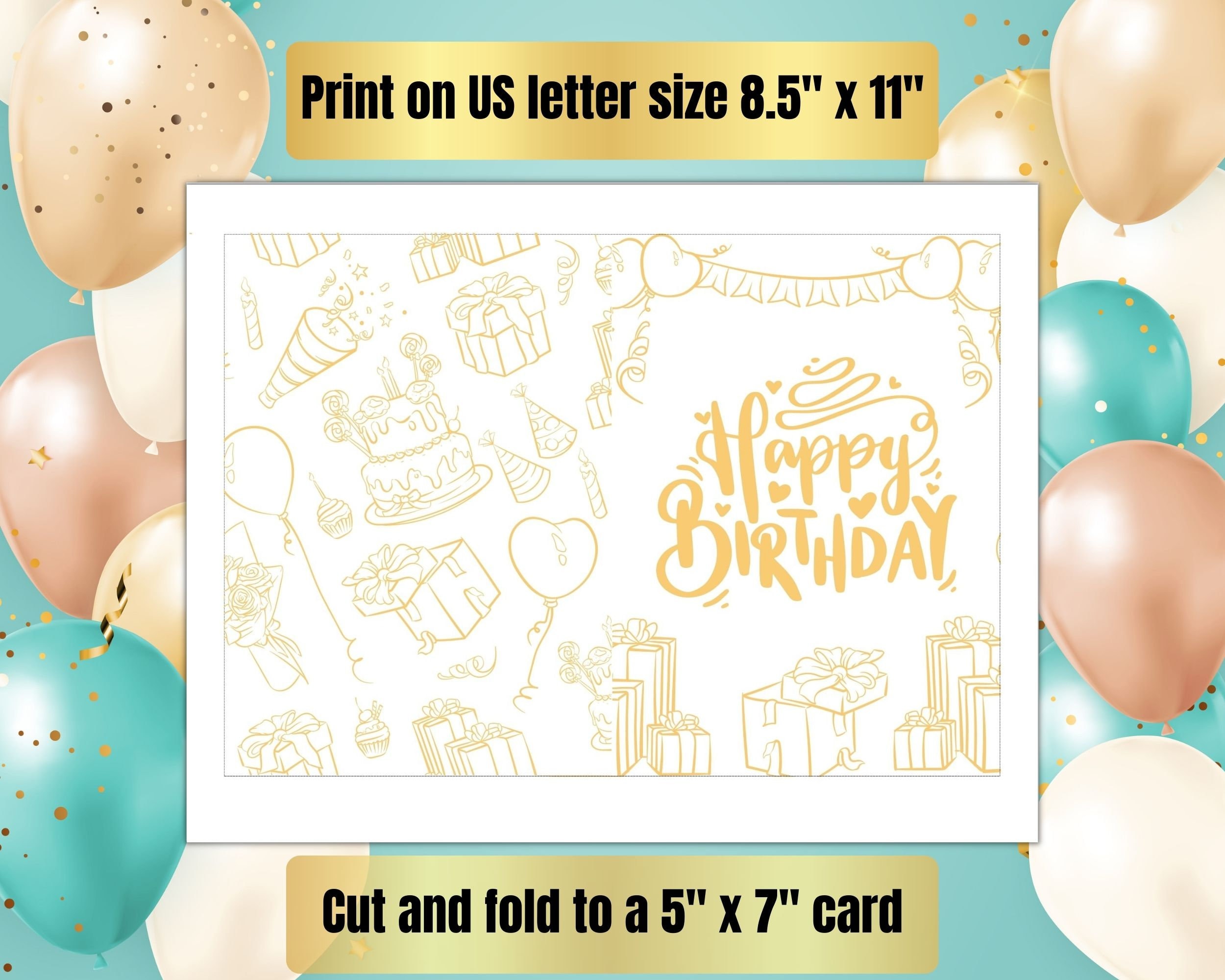 Printable Happy Birthday Celebrate Greeting Card - Etsy