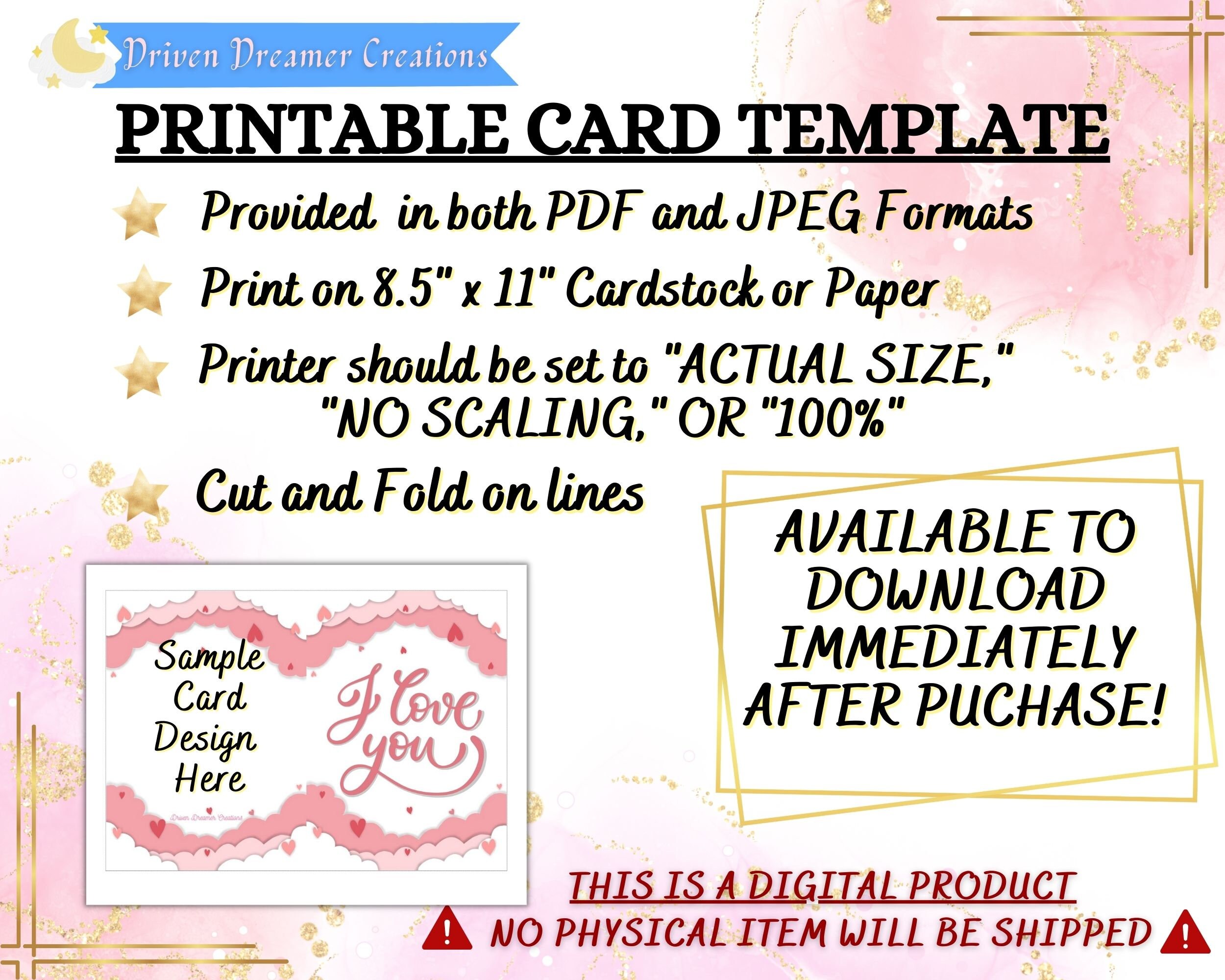 Printable I Love You Prink Clouds Greeting Card - Etsy