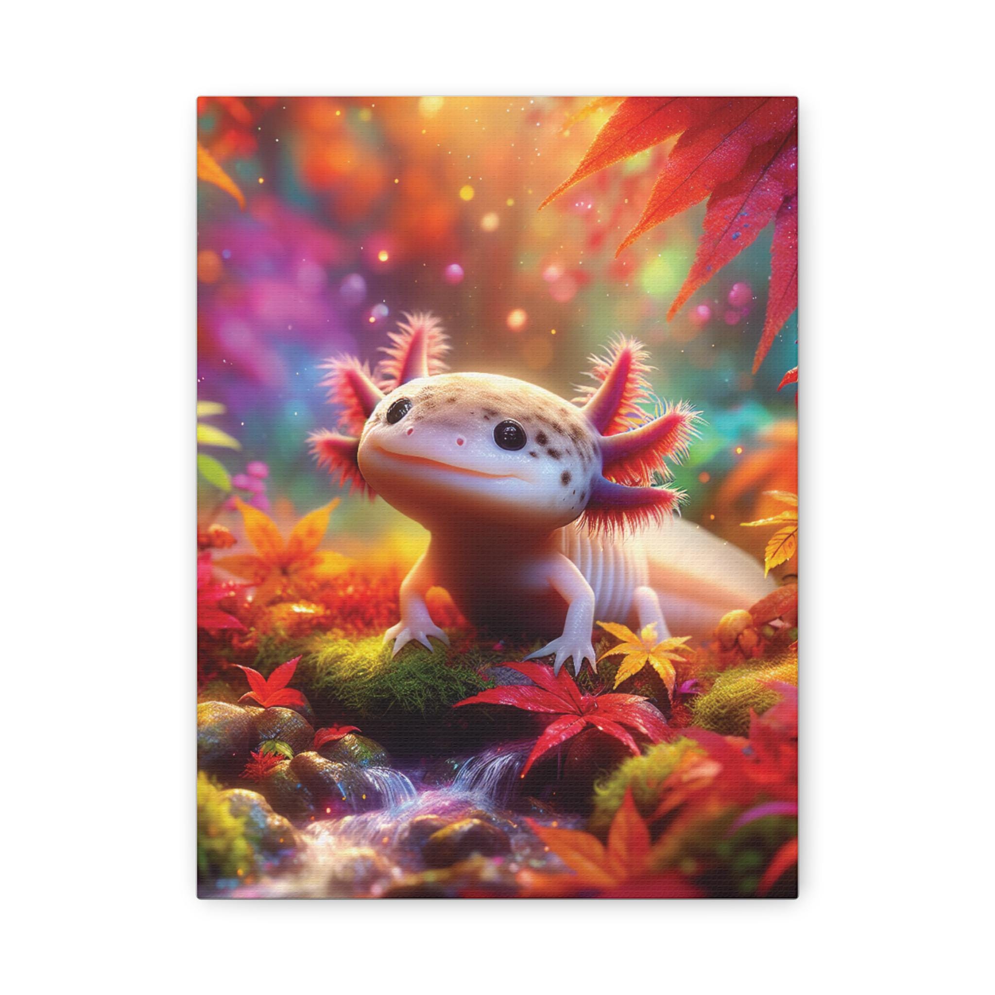 Axolotl Wall Art, Colorful Axolotl Canvas, Unique Wall Art, Perfect ...