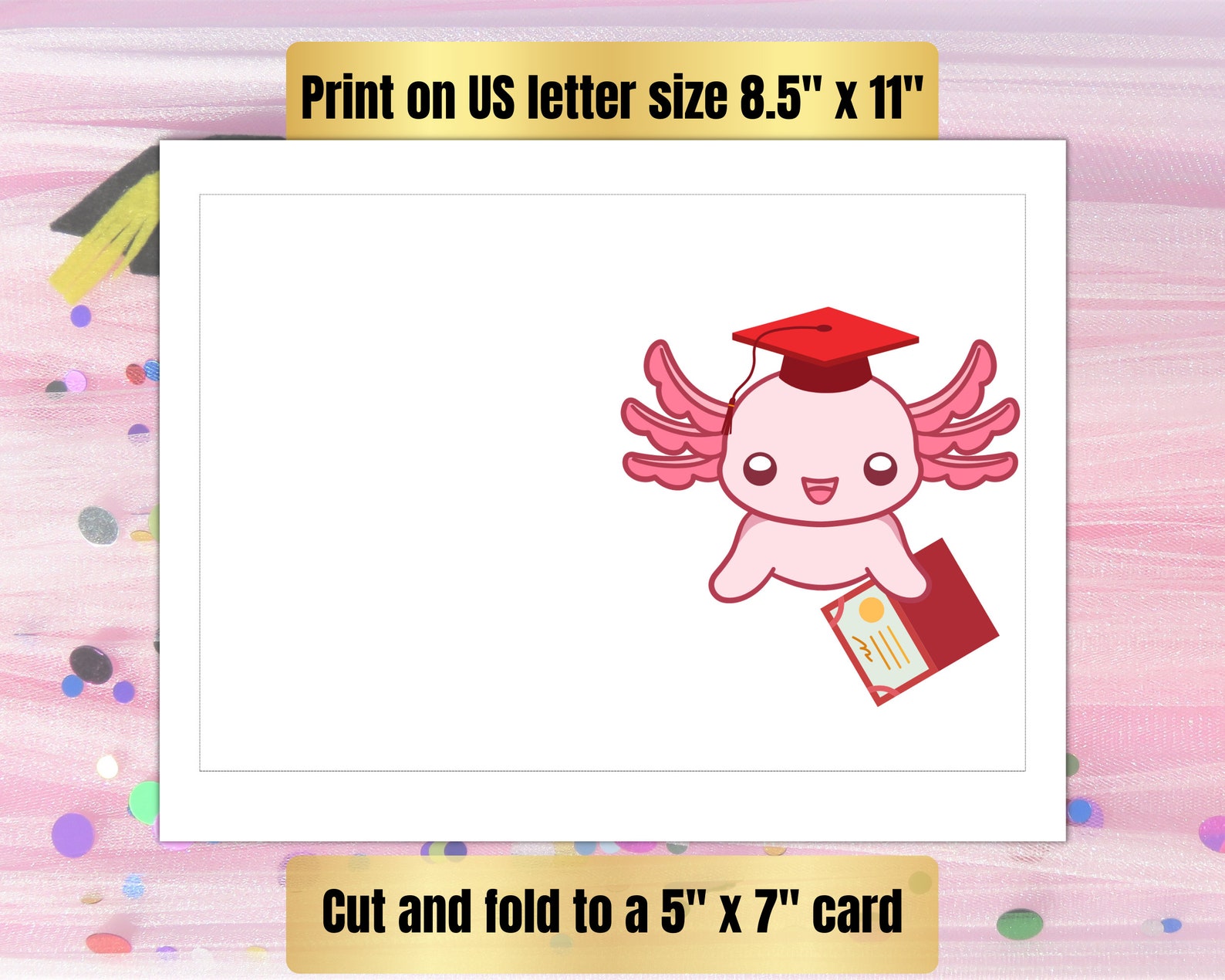Printable Cute Axolotl Graduation Greeting Card - Etsy
