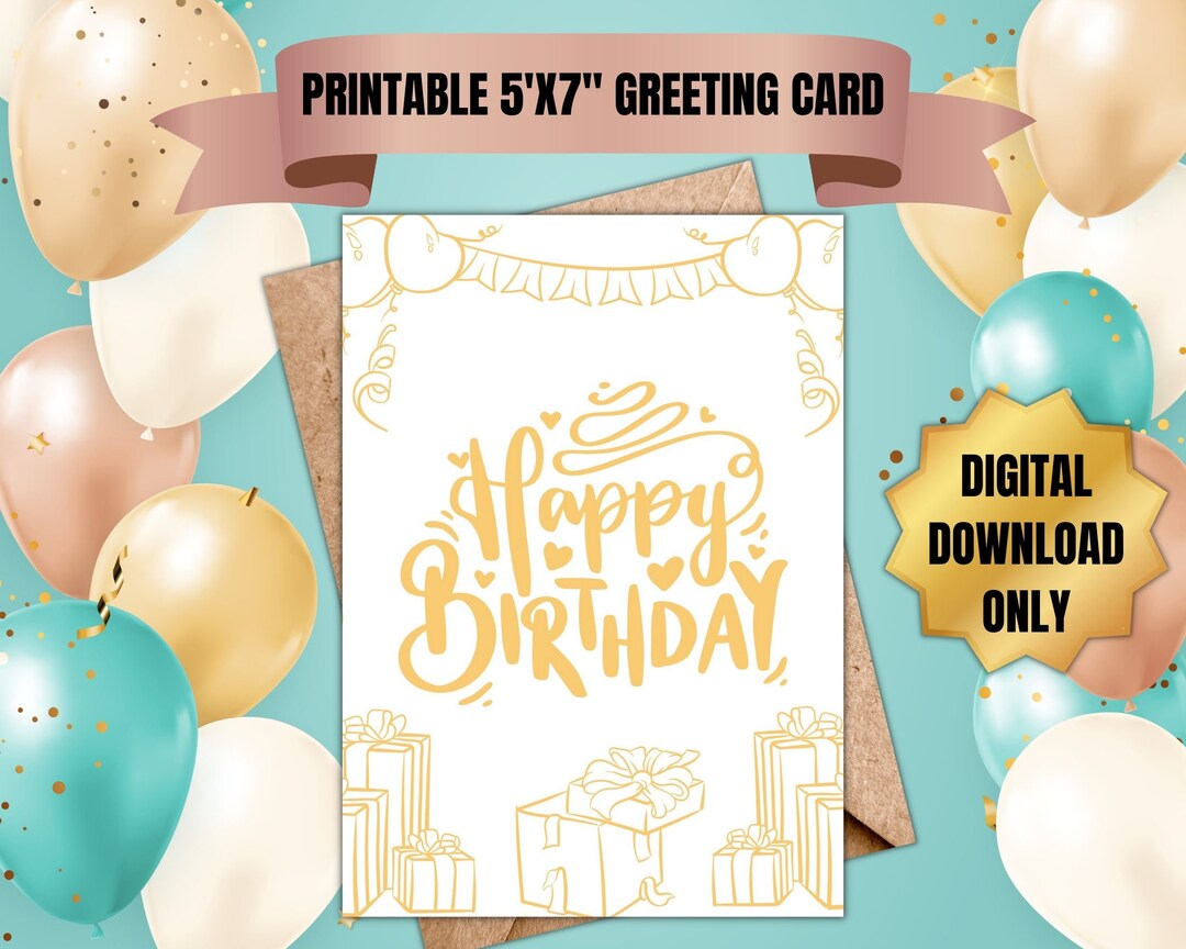 Printable Happy Birthday Celebrate Greeting Card - Etsy