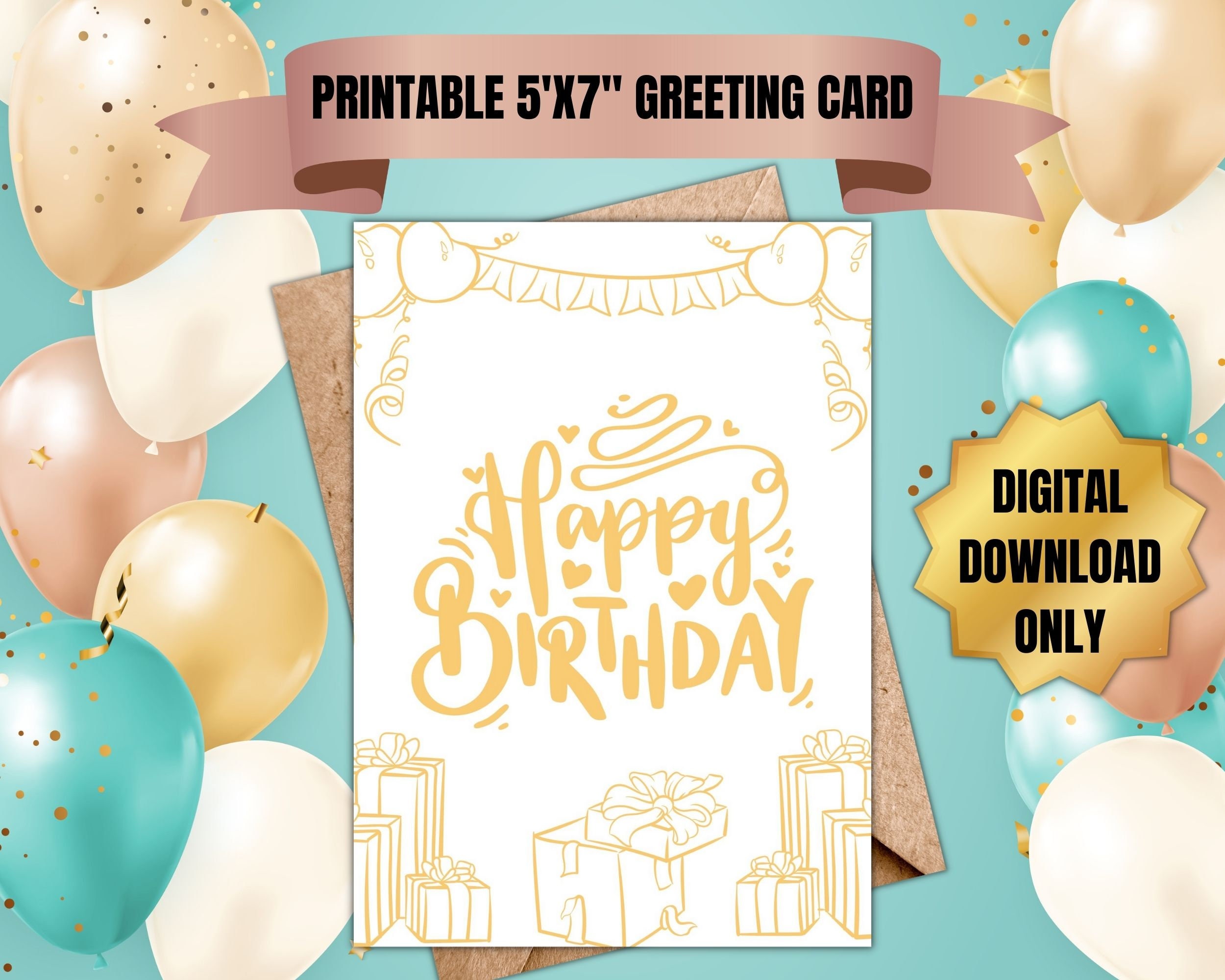 Printable Happy Birthday Celebrate Greeting Card - Etsy