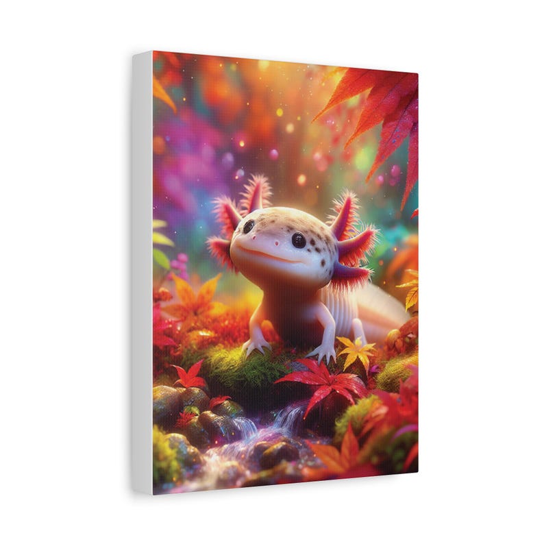 Axolotl Wall Art, Colorful Axolotl Canvas, Unique Wall Art, Perfect ...