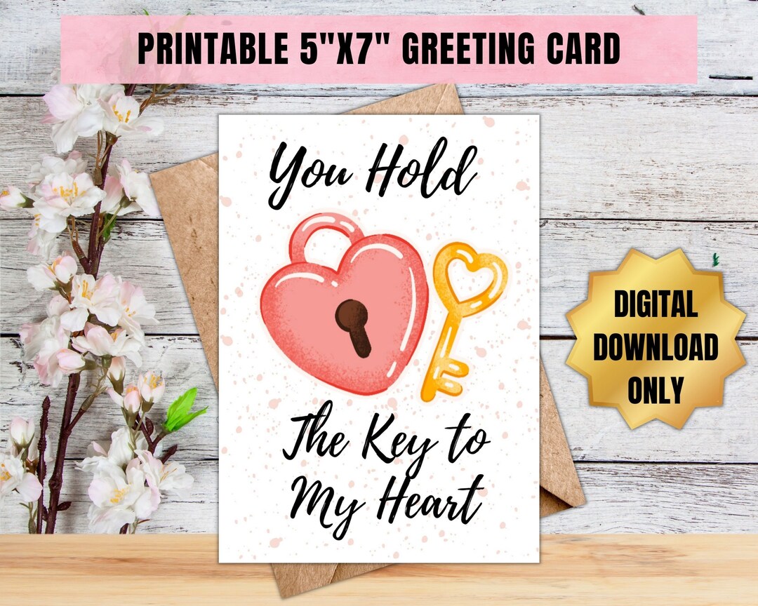 Printable You Hold the Key to My Heart Greeting Card - Etsy