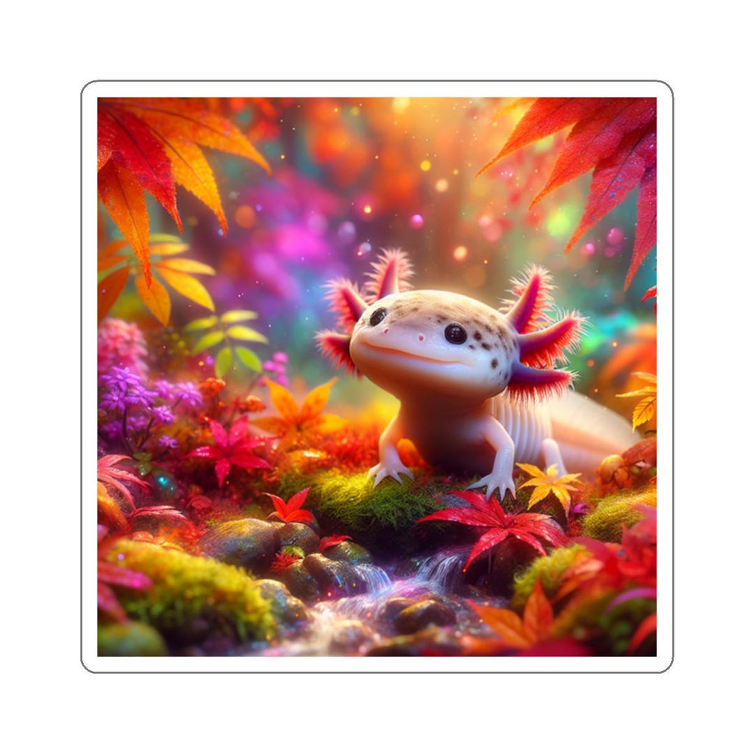 Cute Axolotl Sticker, Axolotl Decal, Fall Laptop Decor, Kawaii Axolotl ...