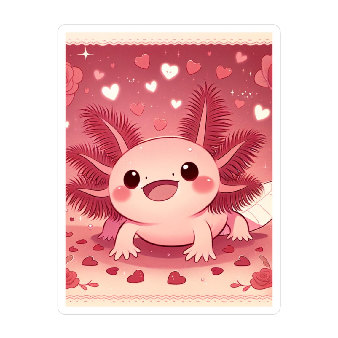 Kawaii Axolotl Magnet Cute Axolotl Art Love Themed Valentine Day ...