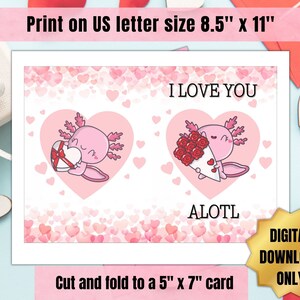 Printable I Love You Alotl Axolotl Greeting Card - Etsy