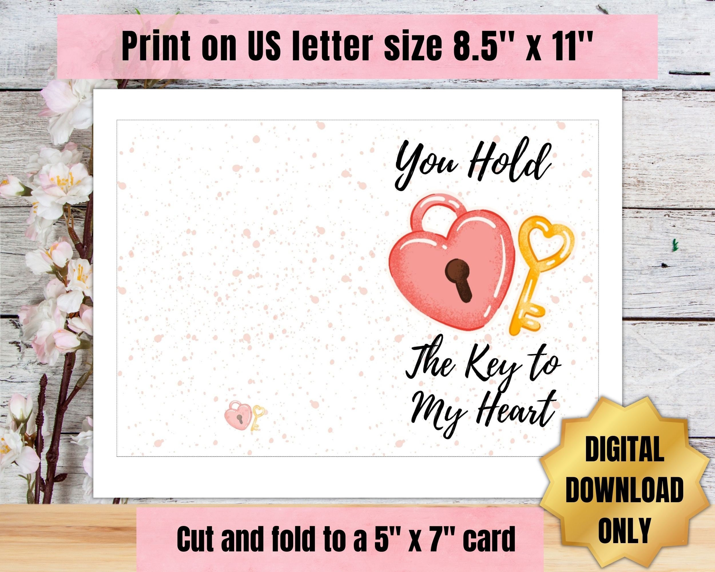 Printable You Hold the Key to My Heart Greeting Card - Etsy